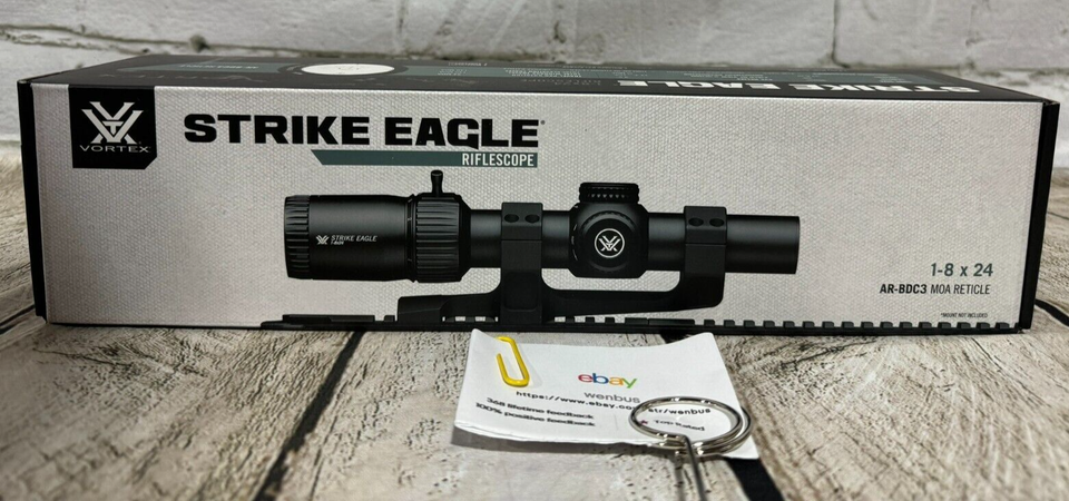 VORTEX STRIKE EAGLE 1-8X24 GEN 2 RIFLESCOPE W/ AR-BDC3 RETICLE & VORTEX ...