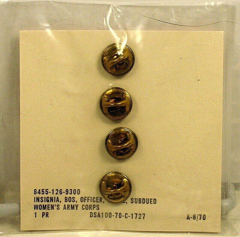 US Army Women's Army Corps WAC Officer Collar Insignia Pin Device Pair ...