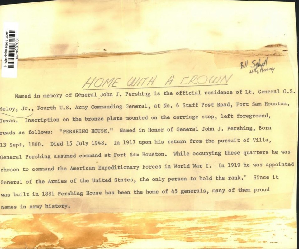 Press Photo Pershing House, official residence of Lt. Gen. G.S. Meloy ...