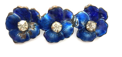 Antique Victorian Blue Enamel Triple Posey Flower Pin | eBay