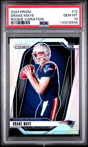 2024 Panini Prizm Drake Maye Rookie Variation Silver #12 PSA 10 Gem ...