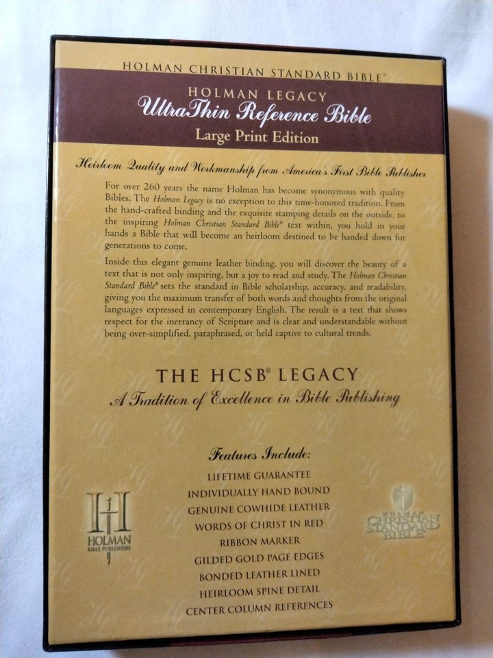 HCSB Large Print Ultrathin Reference Bible Black Genuine Cowhide ...