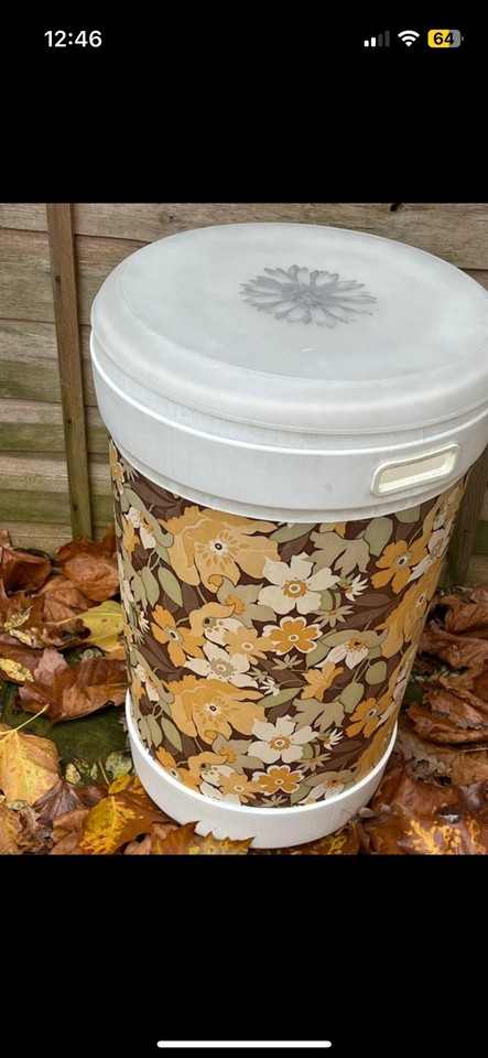 Large Vintage Plysu 1970's Floral Design Plastic Washing Laundry Basket ...