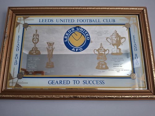 VINTAGE ICONIC Leeds United Commemorative Mirror Trophies SMILEY BADGE ...