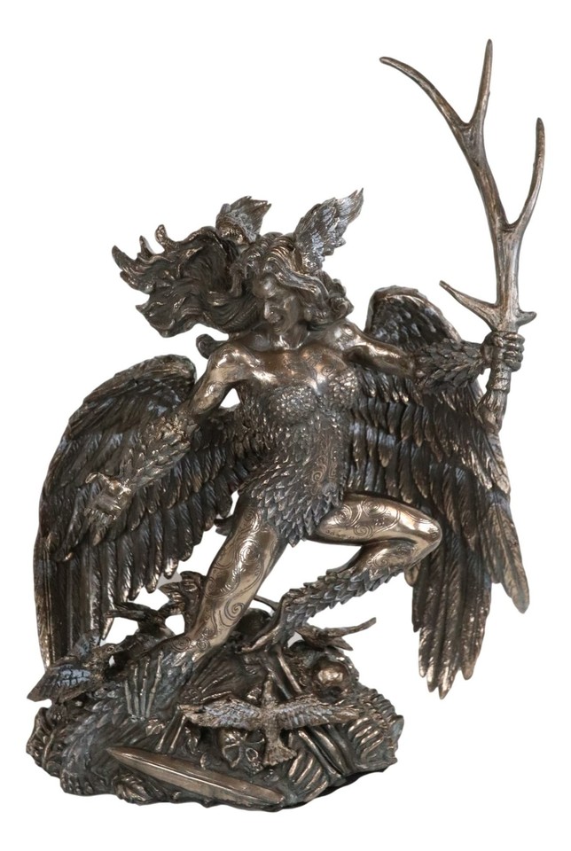 Ebros Irish Celtic War Goddess Winged Morrigan Phantom Queen W/ Antler ...