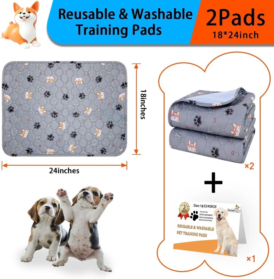 Washable Pee Pads for Dogs - Super Absorbent Reusable Puppy Pads 2Pack ...