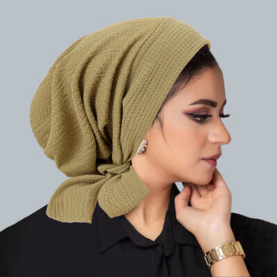 Muslim Bonnet Inner Hijab Hat Women Pre-Tied Turban Head Wrap Cover ...