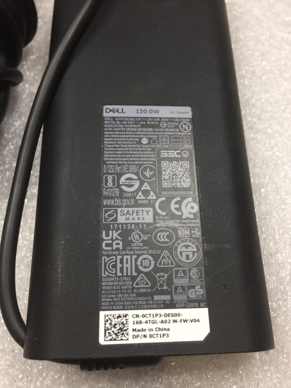 Dell 130W USB-C Adapter HA130PM170 M0H25 CT1P3 7MP1P XPS 15 9575 9500 ...