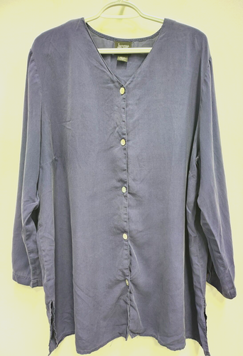 VTG 90s Jacque & Koko Womens Navy Silk Blouse Size 22/24 V Neck Top ...