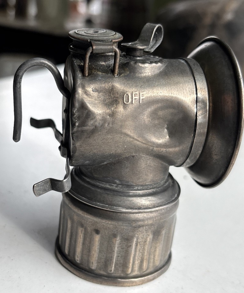 Patented 1919 & 1922 Justrite Miners Mining Carbide Lamp Nickel Plated ...