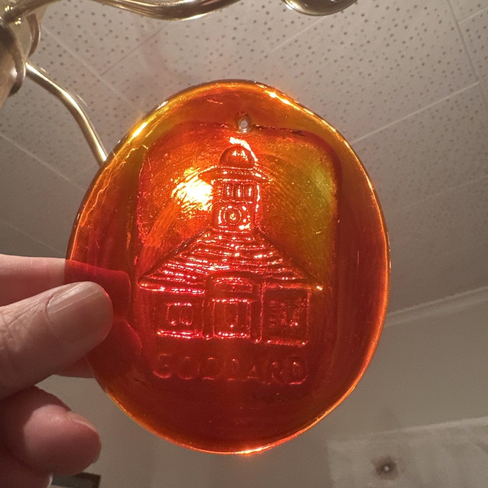 Pre-owned Oval Orange/ Red Goddard Glass Suncatcher, Goddard College VT ...