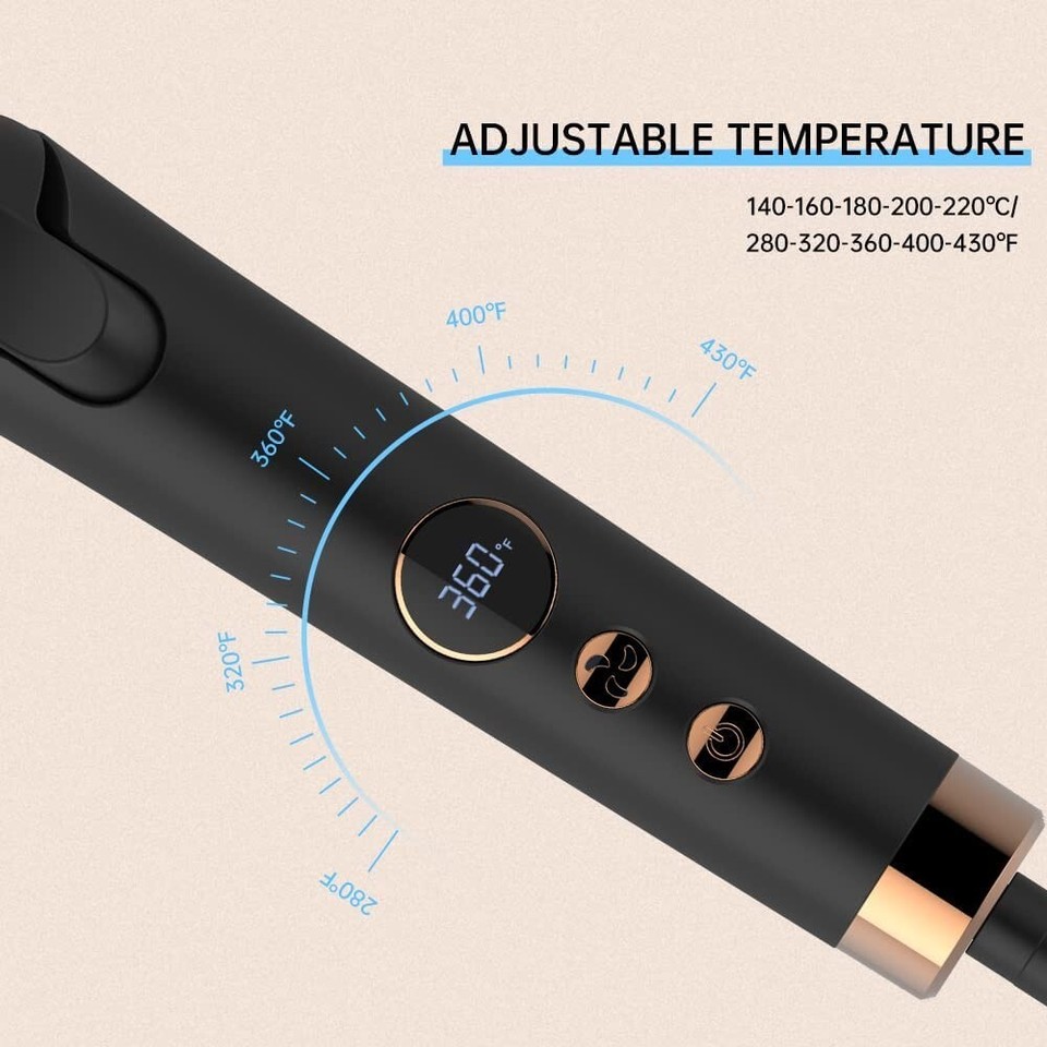 2 in 1 Cool Airflow Titanium Curling Wand and Flat Iron Anti-Scald Dual ...