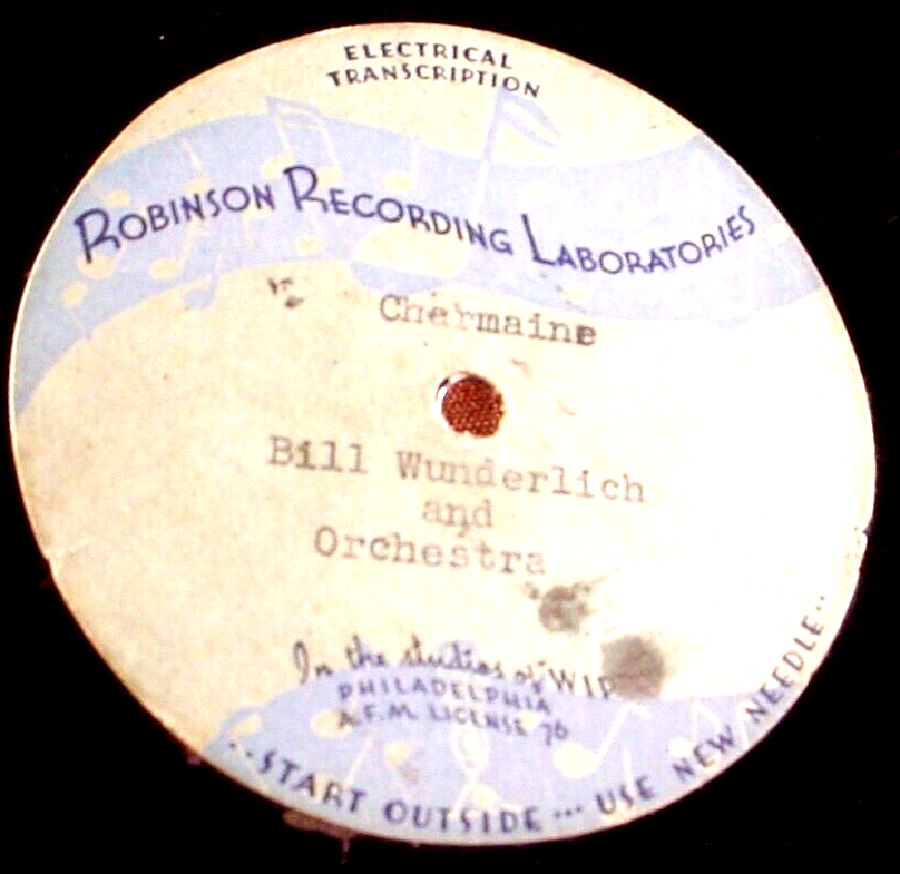 WIP Philadelphia Transcription Radio Acetate Slick - Robinson Recording ...