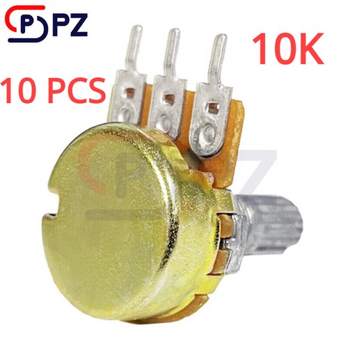 10PCS 10K ohm Linear Taper Rotary Potentiometer Panel Pot B10K 15mm ...