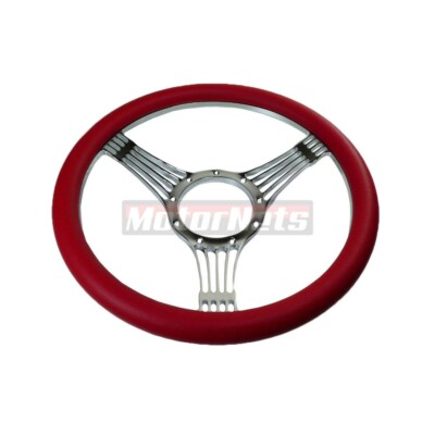14" Red Banjo Camaro Impala Hot Street Rod Steering Wheel Aluminum 9 ...