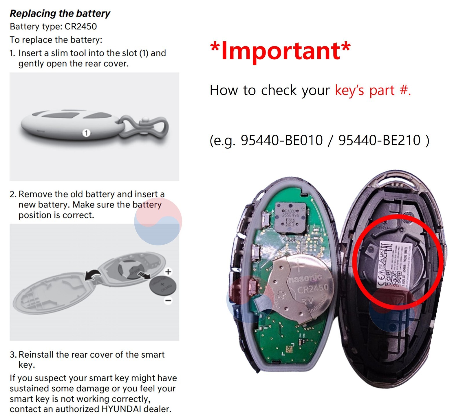 Genuine OEM FOB Smart Key (4+1 Button) 95440 BE010(BE510) ~ Hyundai ...