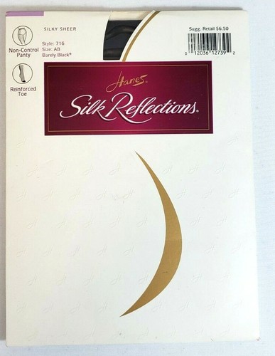 Hanes Silk Reflections Silky Sheer Sandalfoot Barely Black Size AB ...