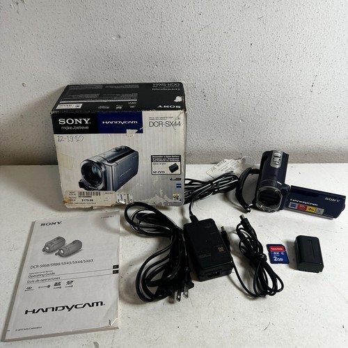 Sony DCR-SX44 Handycam 60x Optical Zoom 4Gb Blue 7.2V Handheld Video ...