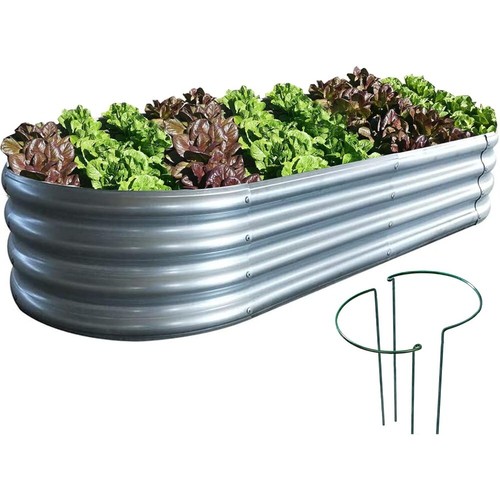 4x2x1ft Galvanized Raised Garden Bed, Metal Planter Box with Stakes | eBay