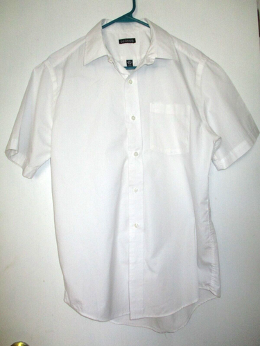 George Classic Fit Solid White Dress Shirt Short Sleeve Button Up Men's ...