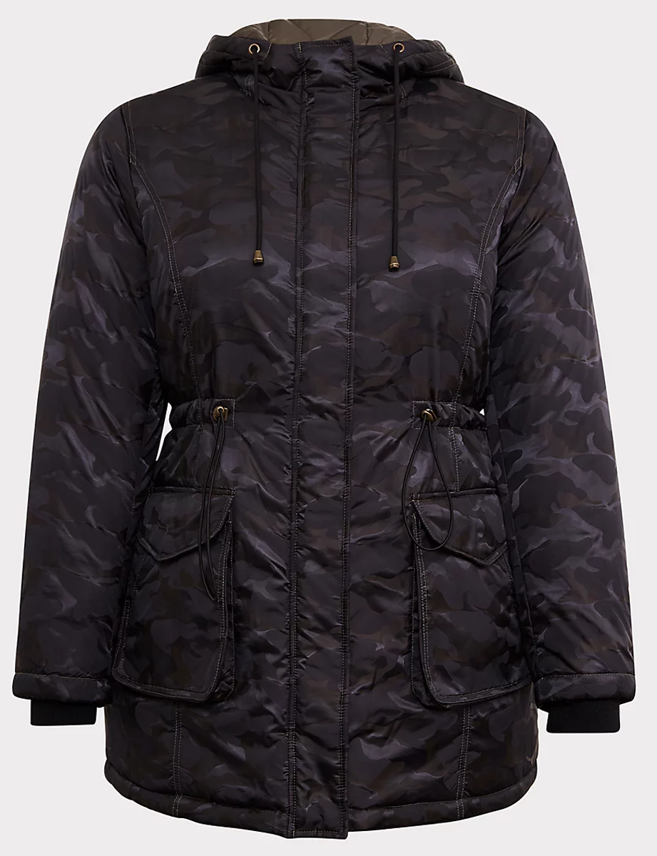 NEW Torrid Grey Camo Hooded Anorak Cargo Winter Coat Puffer Jacket ...