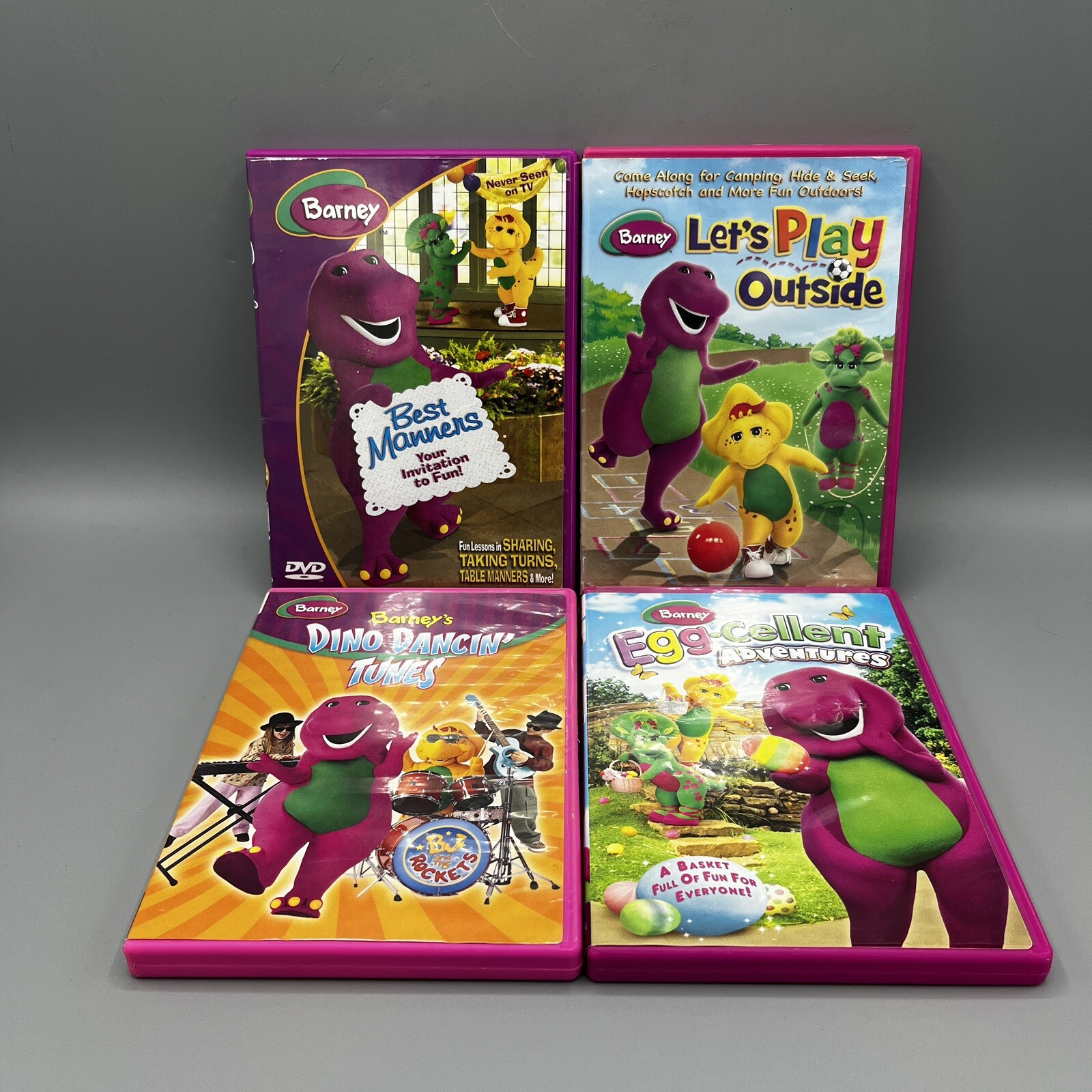 Lot of 4 Barney DVDs Best Manners, Let's Play Outside, Dino Dancin ...