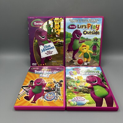 Lot of 4 Barney DVDs Best Manners, Let's Play Outside, Dino Dancin ...