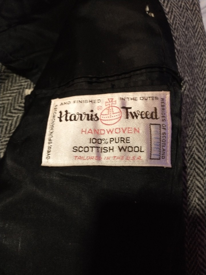 HARRIS TWEED Size 44 VTG Handwoven 100% Pure Scottish Wool Blazer ...