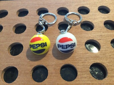 Vintage | "Pepsi-Cola" Marble Keychain | White, Yellow, Red & Blue ...