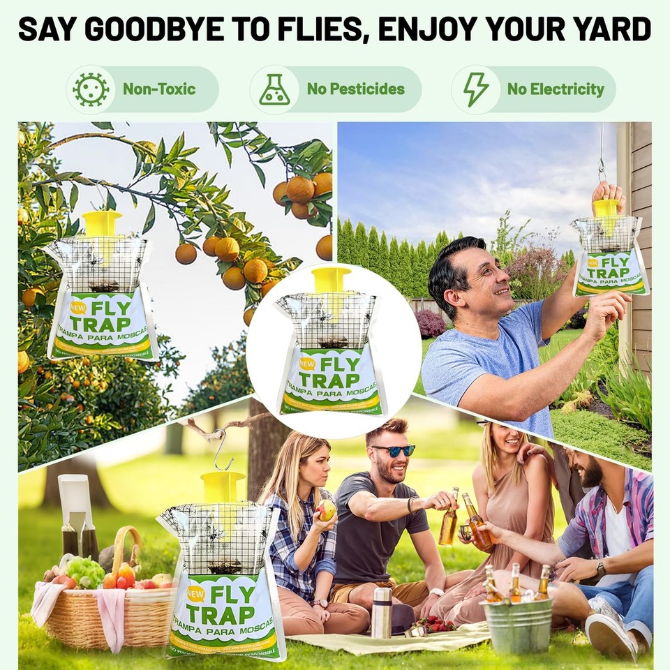 Outdoor Fly Trap Bags, Disposable Hanging Fly Catcher for Backyard ...
