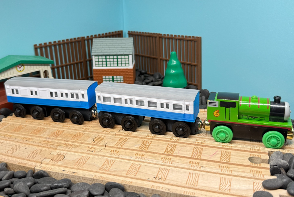 Wooden Railway Express Passenger & Brake Coach Train Custom For Thomas ...