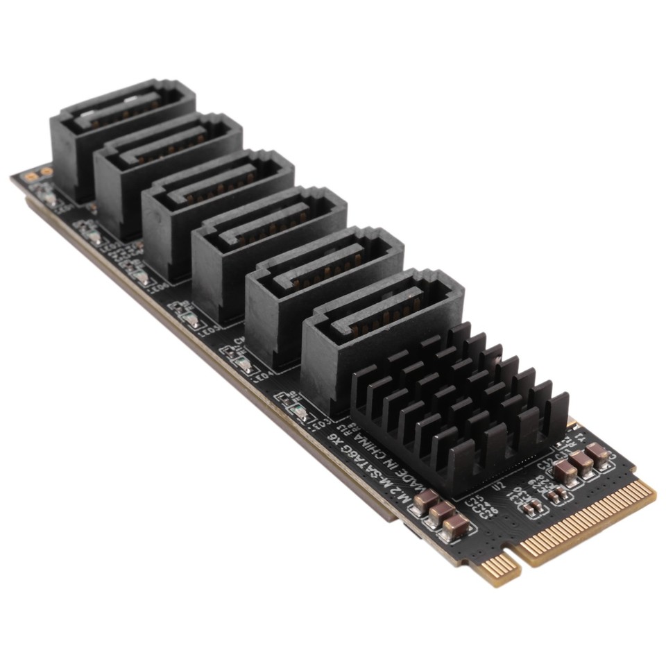 M.2 MKEY PCI-E Riser Card M.2 NVME zu SATA3.0 PCIE zu SATA 6Gpbsx6-Port ...