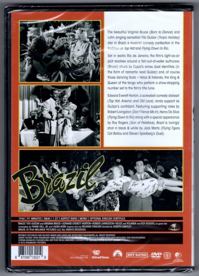 Brazil (DVD, 1944, Olive Films, OOP) Tito Guizar, Virginia Bruce ...
