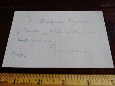 Supreme Court Justice Judge Tom Clark Signature Autograph 1946 | eBay