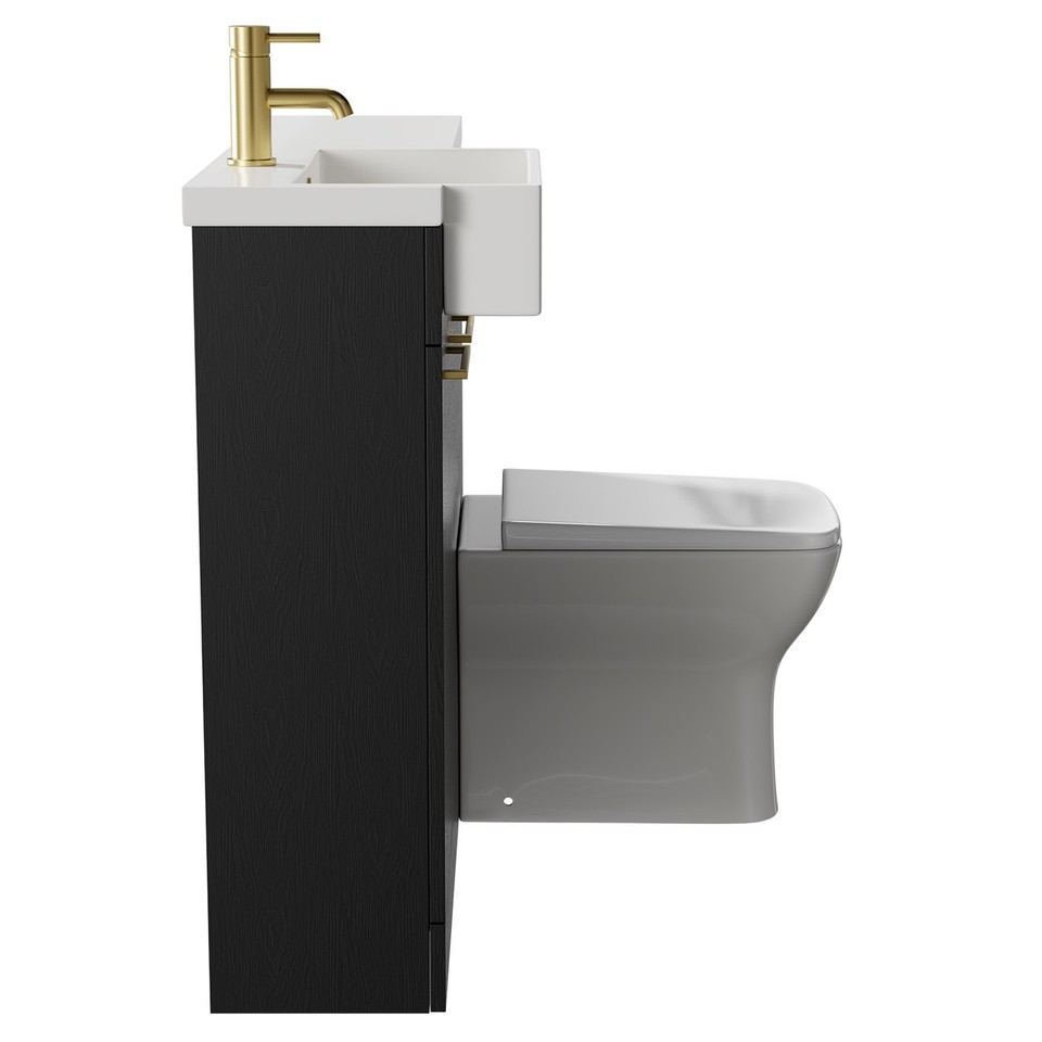 Napoli Combination Nero Oak 1000mm Vanity Unit Toilet Suite with Left ...