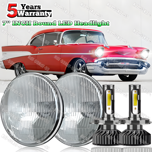 for Chevy Bel Air 1955-1957 Pair 7" inch Round LED Headlights High Low ...