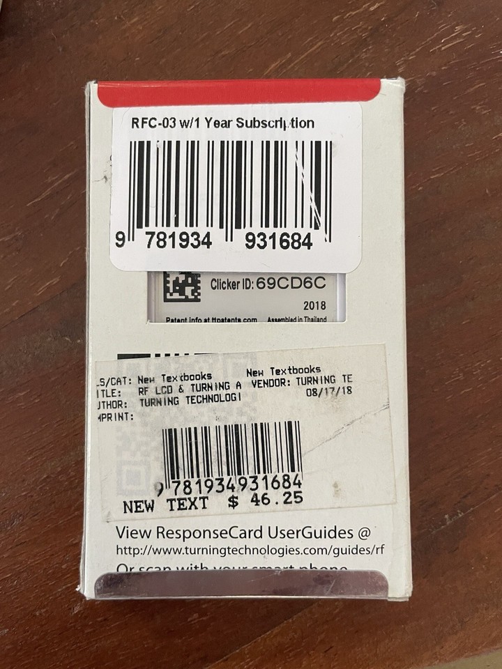 Turning Technologies Response Card RF LCD Clicker (RFC-03) w/1 Year ...
