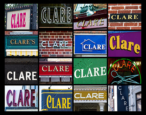 CLARE Name Poster featuring photos of actual signs | eBay