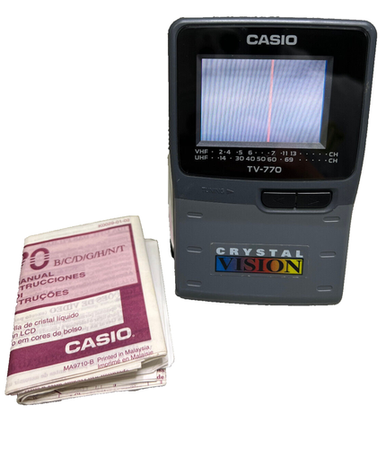 Vintage Casio TV-770B Portable Analog Handheld TV UHF/VHF Crystal ...