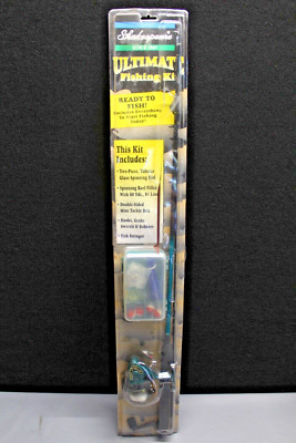 NEW Shakespeare Ultimate Fishing Kit 2-Piece Rod Reel Tackle Box Hooks ...