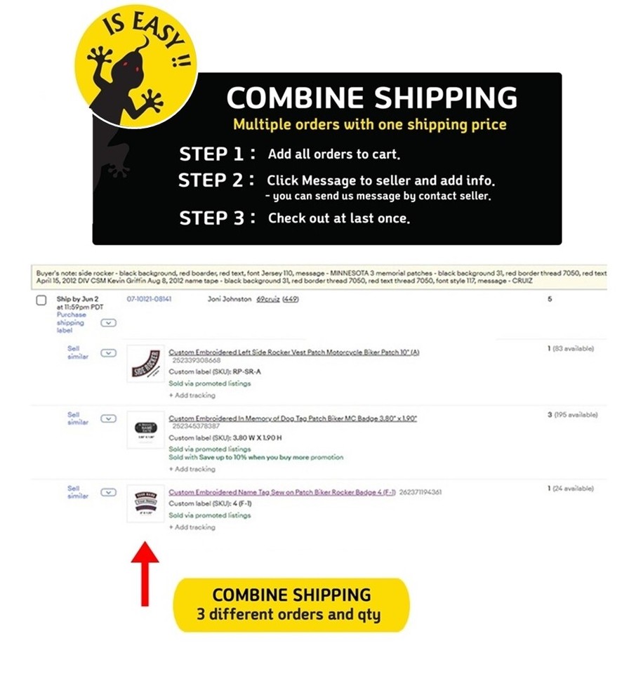 2 PC - Custom Embroidered Top And Bottom Ribbon Rocker Sew on Patch ...