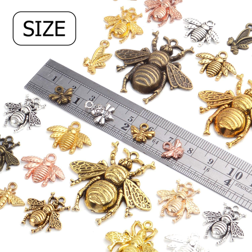 100G Alloy Bee Charm Mixed Honey Bee Pendant Charms Vintage Insect ...