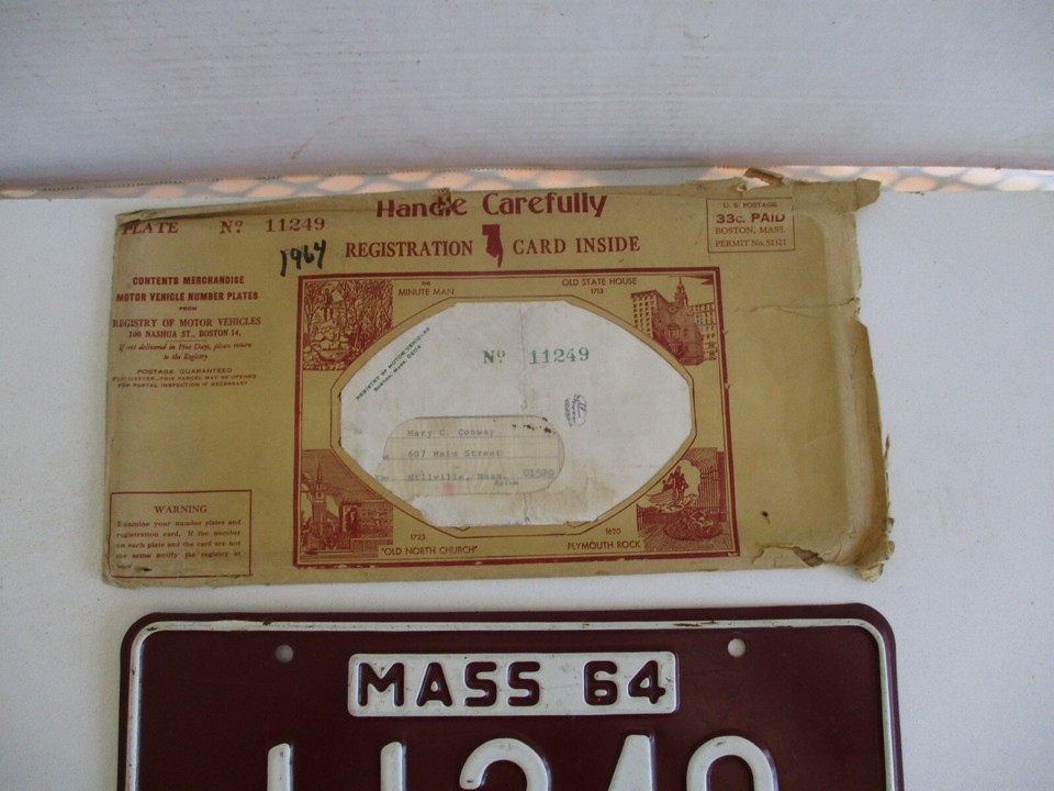 1964 Massachusetts license plates 11249 pair | eBay