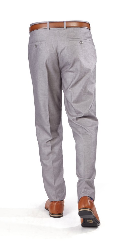 Slim Fit Dress Slacks Silver Grey Flat Front Pants Modern Tailored ...
