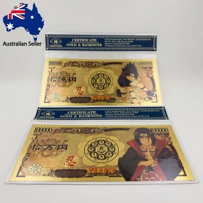 Naruto 10000 Uchiha Itachi Sasuke Yen Gold plastic Banknote Free Clear ...