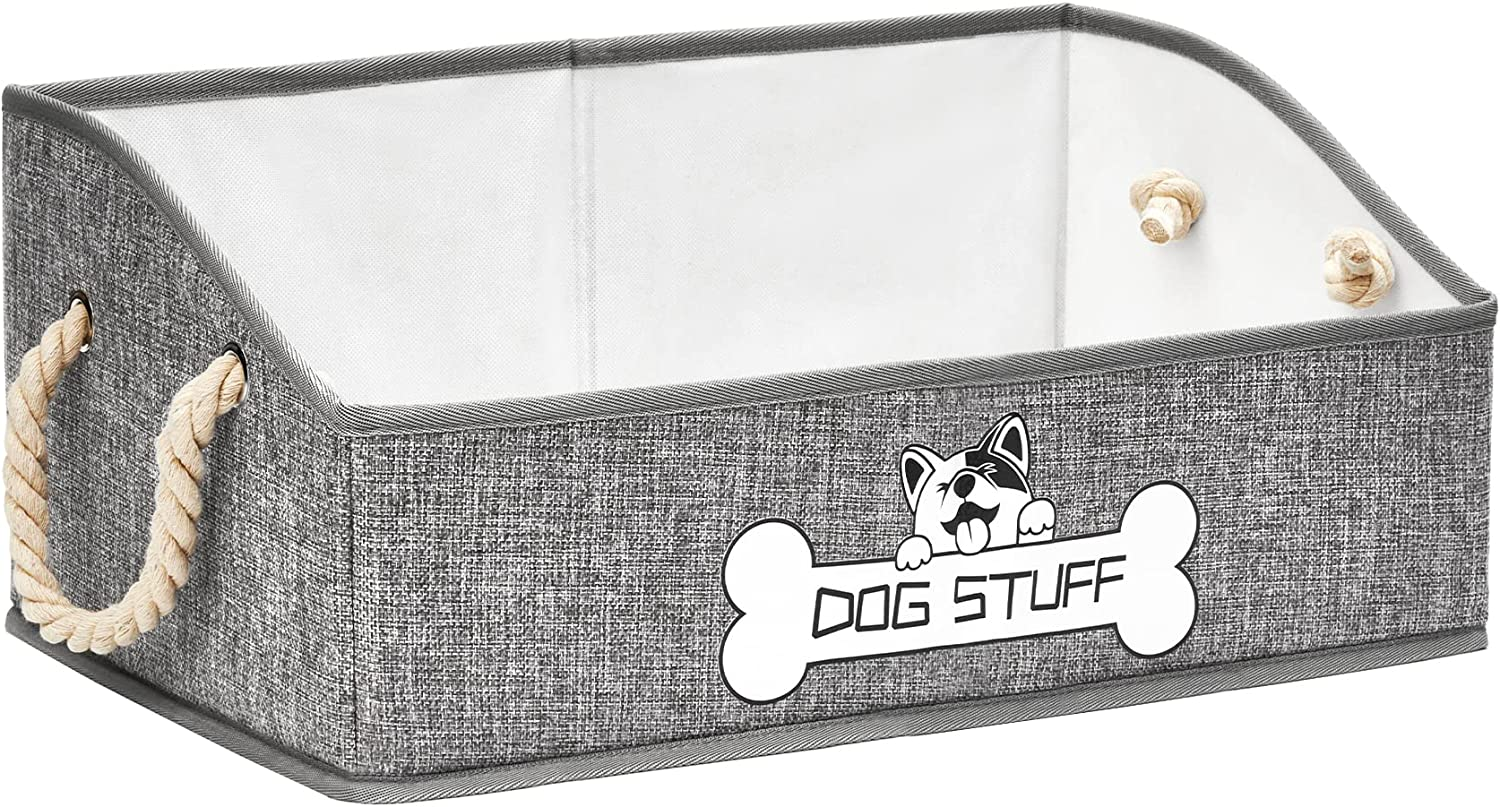 Dog Toy Box, Large Dog Toys Storage with Handle, Fabric Trapezoid Dog ...