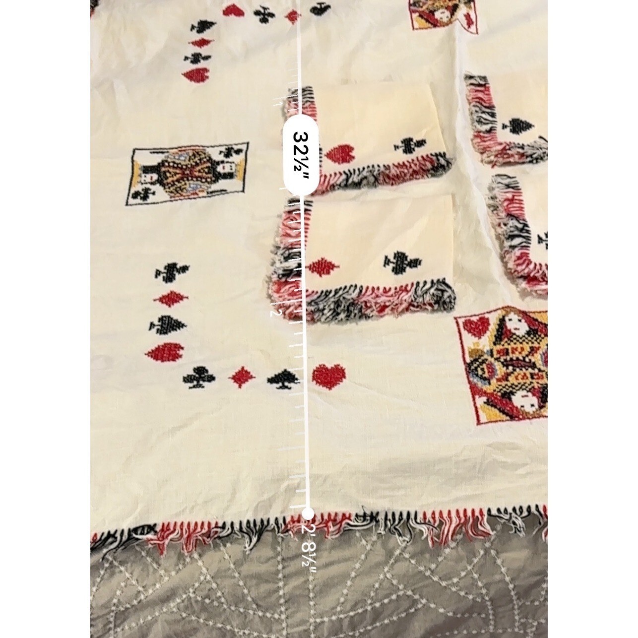 Vtg Embroidered Playing Cards Tablecloth Napkins Man Cave Table Top ...