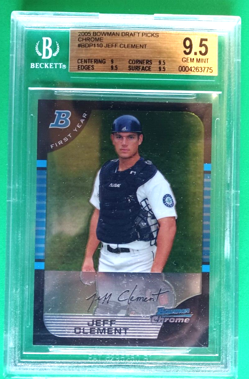 2005 BOWMAN DRAFT PICKS CHROME JEFF CLEMENT #BDP110 RC BGS 9.5 GEM MINT ...