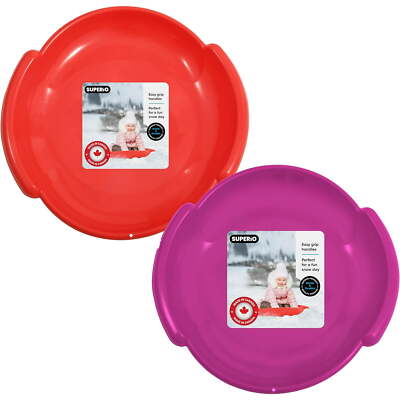 Superio Round Snow Saucer Sled 2 Pack Red, 24" Sledding Disc for Kids ...