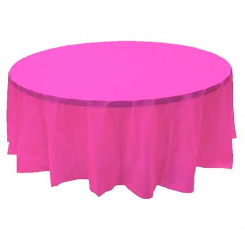 2 Plastic Round Tablecloths 84" Diameter Table Cover - Hot Pink | eBay